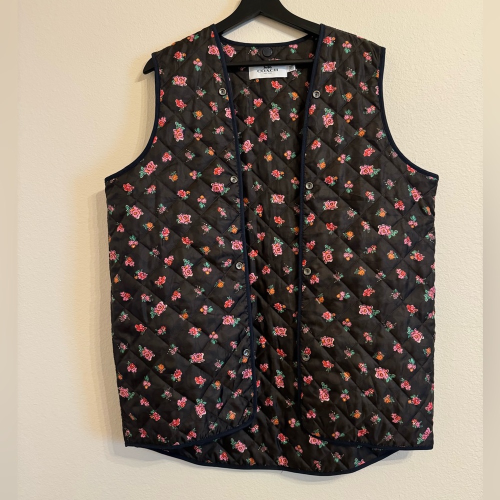 Coach Mens Detachable Vest, Vest Only Floral C Logo - Gem